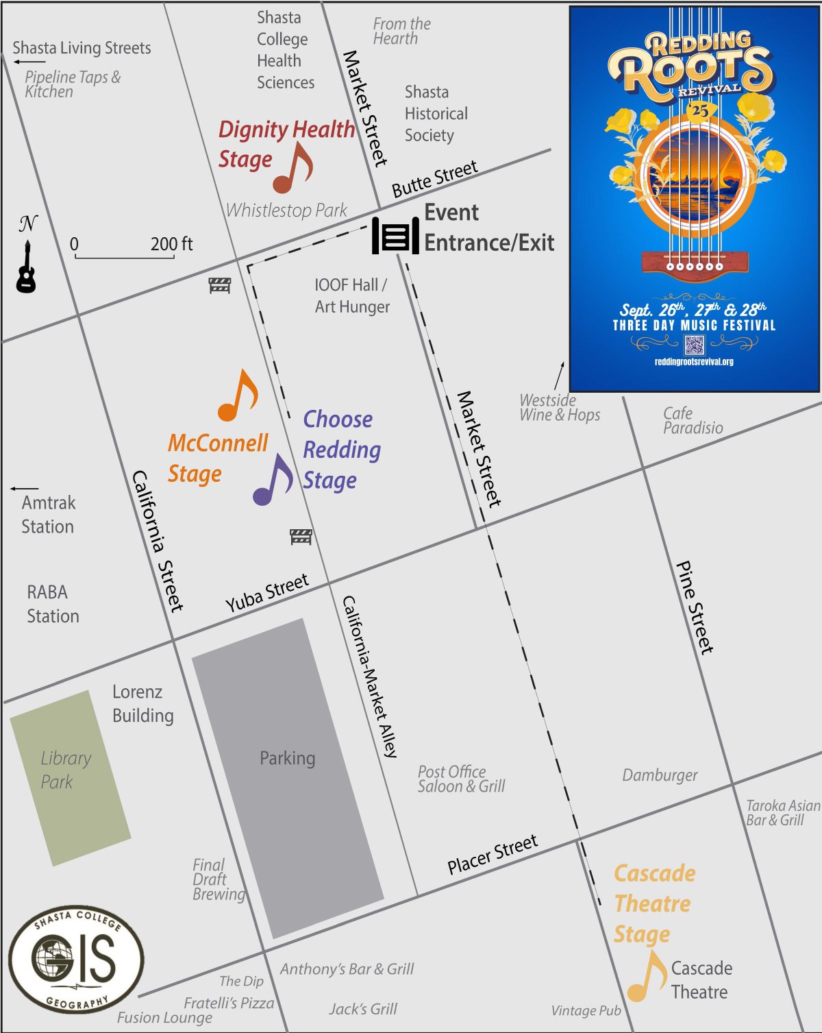 2025 Map Of Stages - Redding Roots Revival